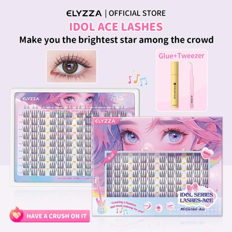 ELYZZA Idol Lash Extension Kit 10-12mm C+ Curl Eyelash Clusters Faux ...