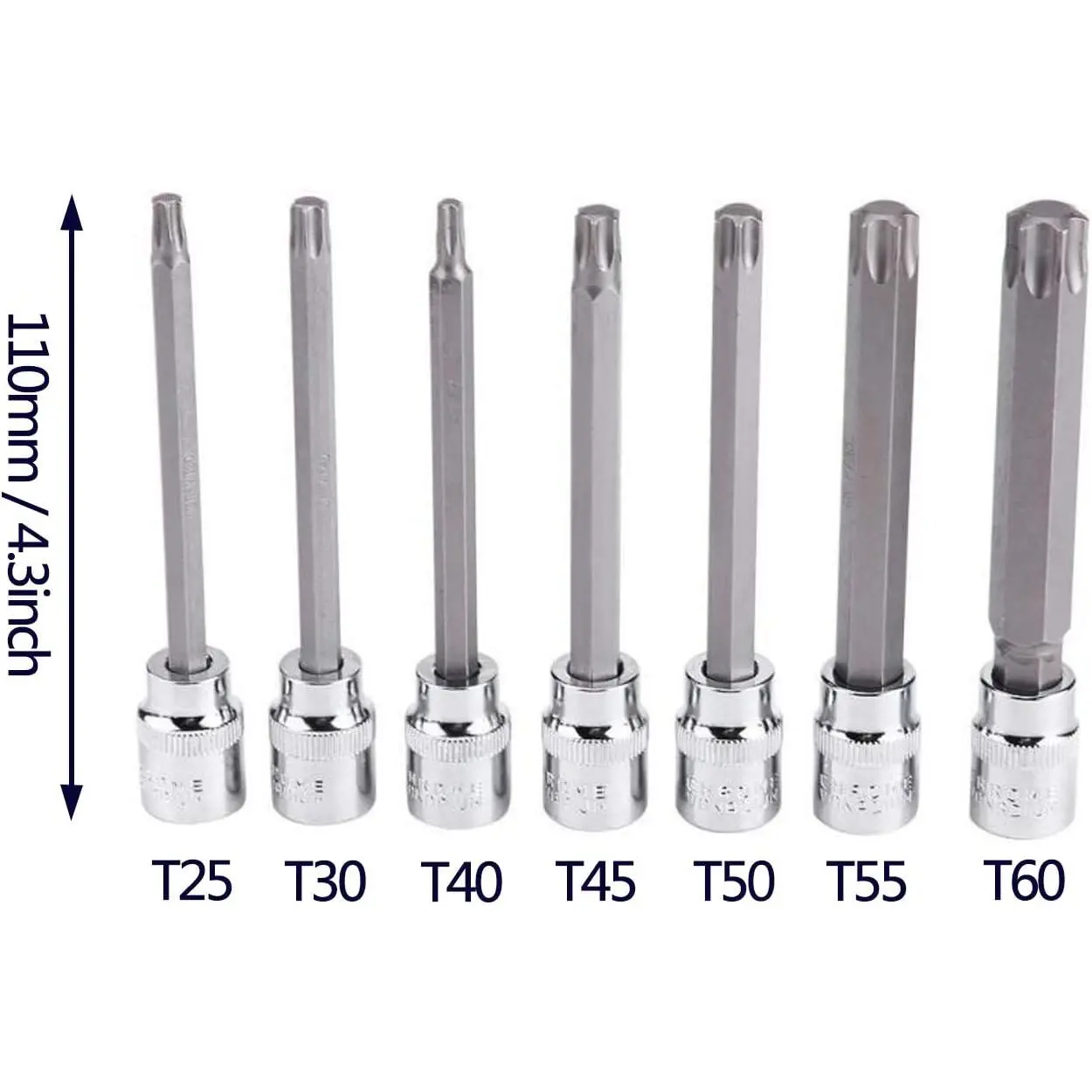 Extra Long Torx Star Bit Socket Set 7 Piece T25-T60 CR-V 3/8" Drive ...