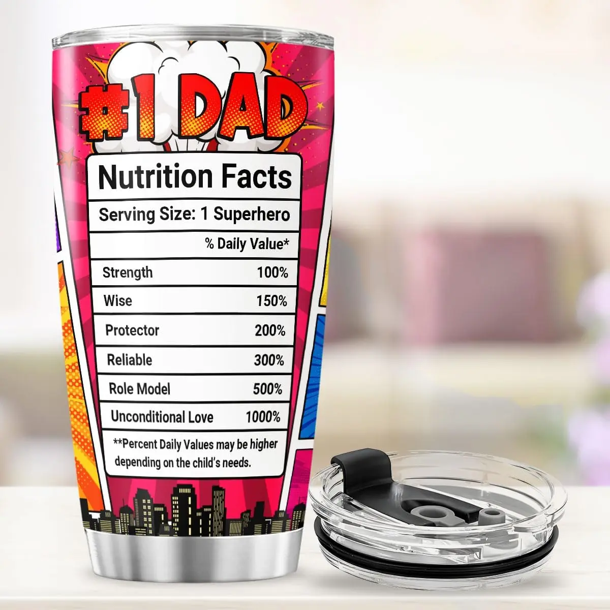 Super Dad Themed Tumbler, 20oz Stainless Steel Insulated Coffee Mug ...