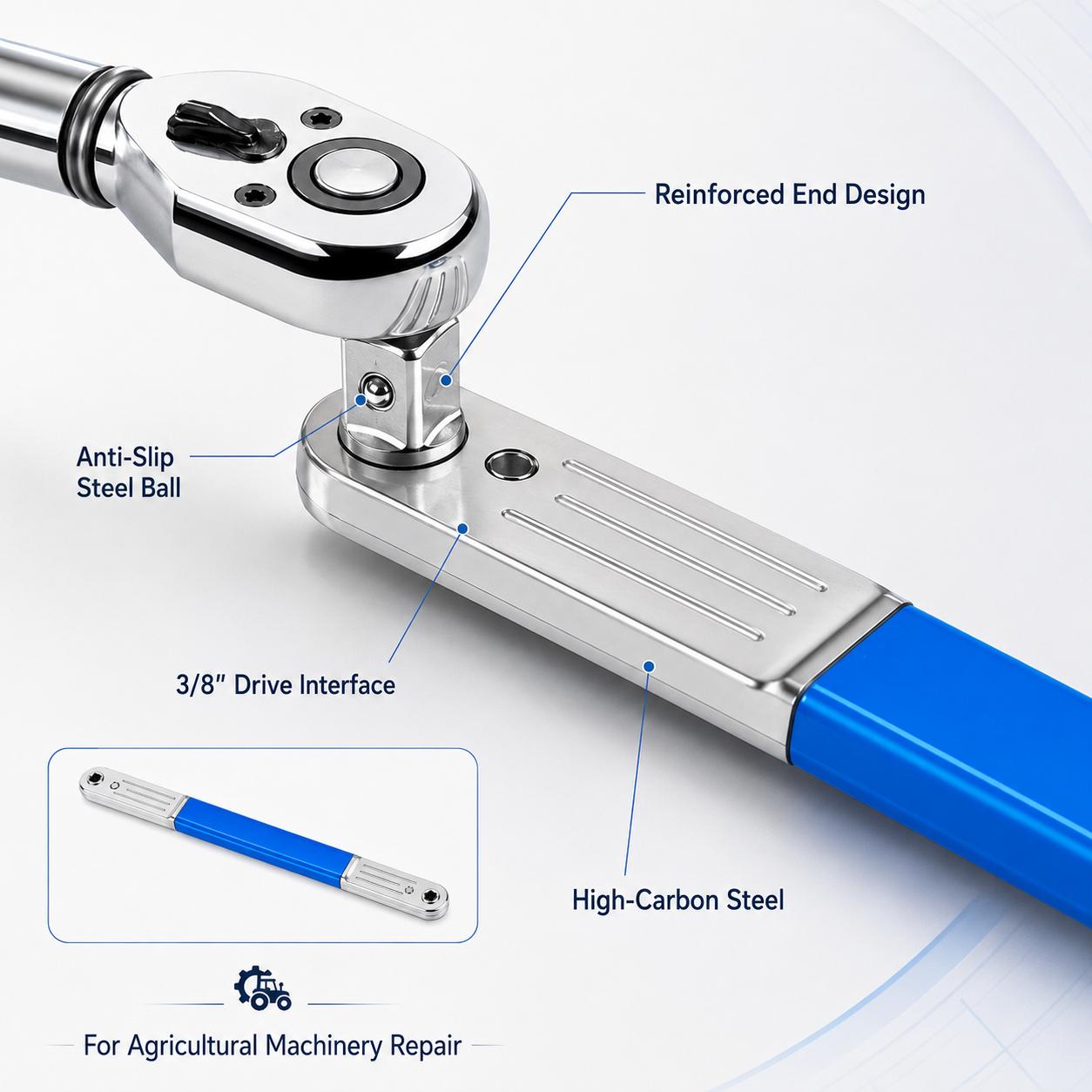 Blue Alloy Steel Manual Connector Handle - Low Profile Hardware, Chrome ...