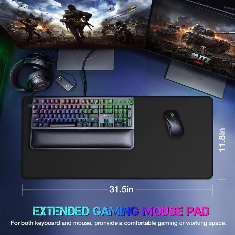 Large Mouse Pad, XL Desk Pad, Extened 31.5" x 11.8", Non-Slip Rubber ...