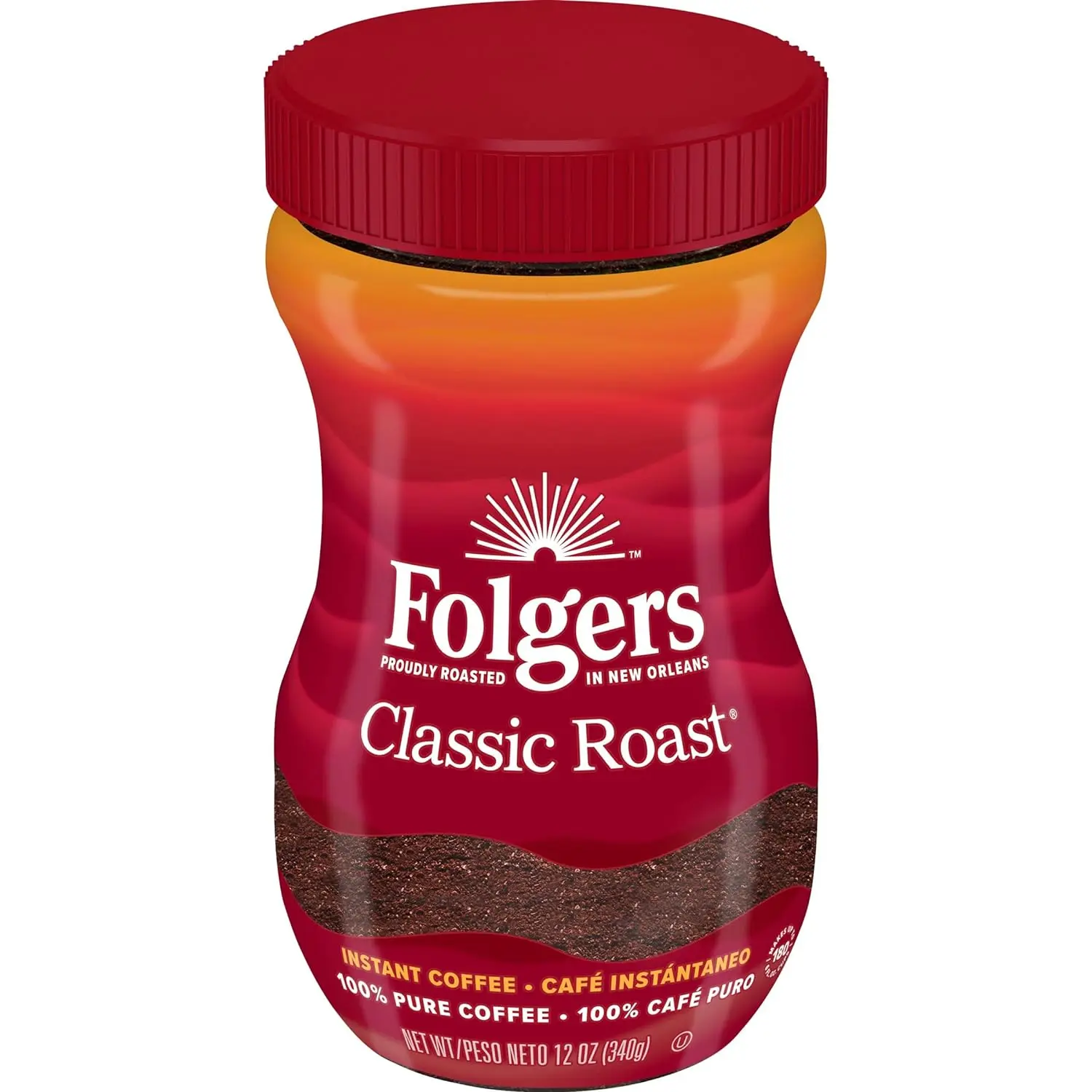 Folgers Classic Roast Instant Coffee, 8 Ounces - Rich and Bold Flavor ...