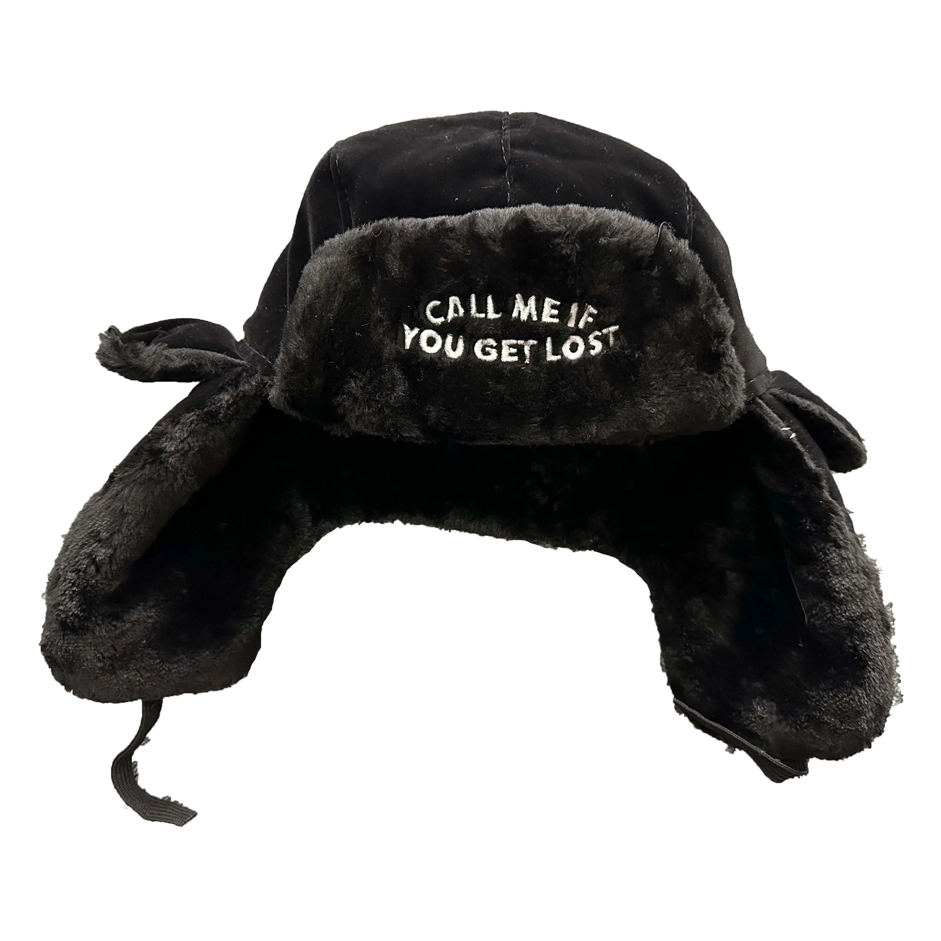 CMIYGL Black Wool Ushanka Hat with Adjustable Front & Side Embroidery ...