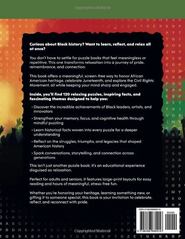 Inspirational Black History Word Search: 120 Relaxing Puzzles to Learn ...