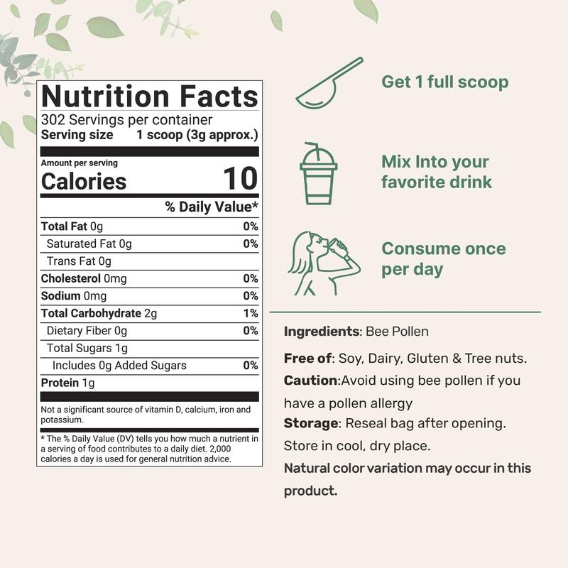 Micro Ingredients Fresh Bee Pollen Whole Granules, 2 Pounds