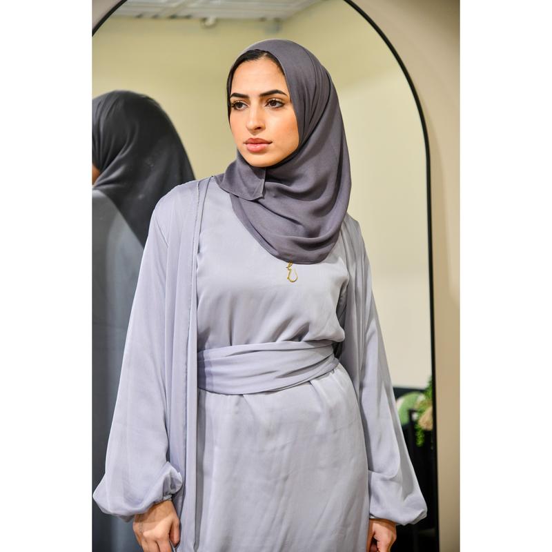 Chiffon Abaya 2 Piece Set - Grey - TikTok Shop