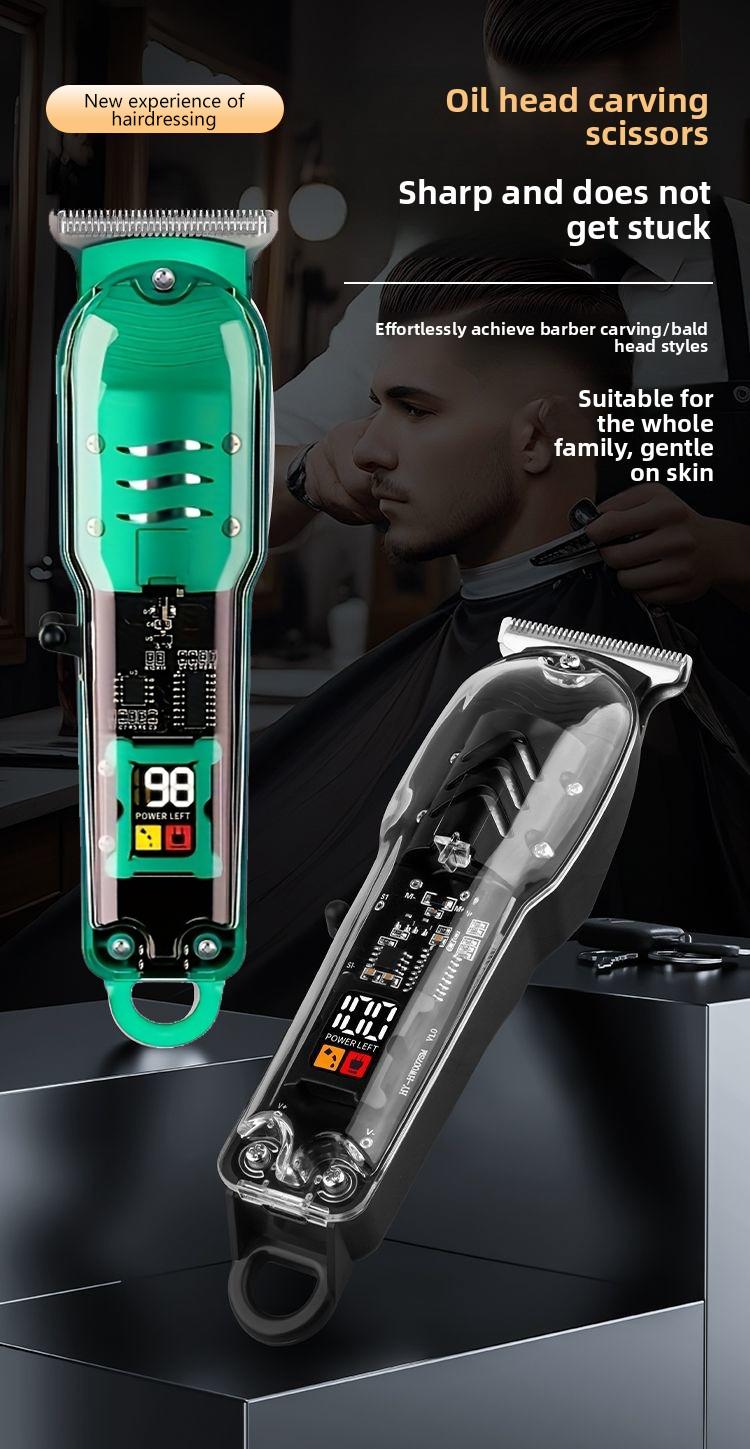 Professional Transparent Hair Clipper for Men - Rechargeable Cordless ...