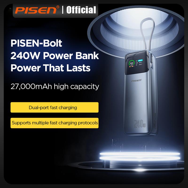 PISEN 240W Super Fast Charging 27000mAh Laptop Power bank Portable ...