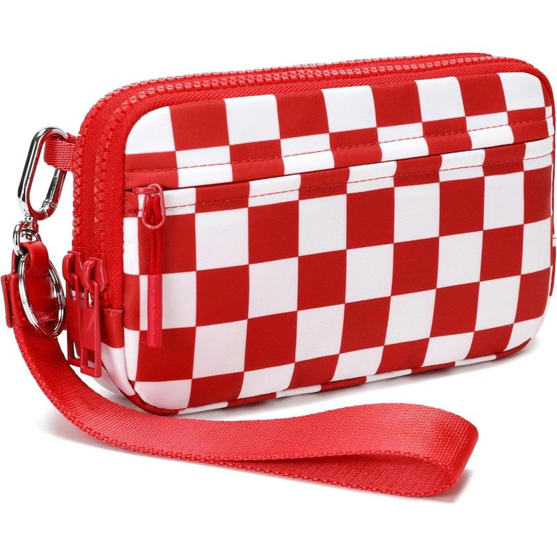 QE Wristlet wallets for women Nylon Quilted Wallet with 4 Zippers ...