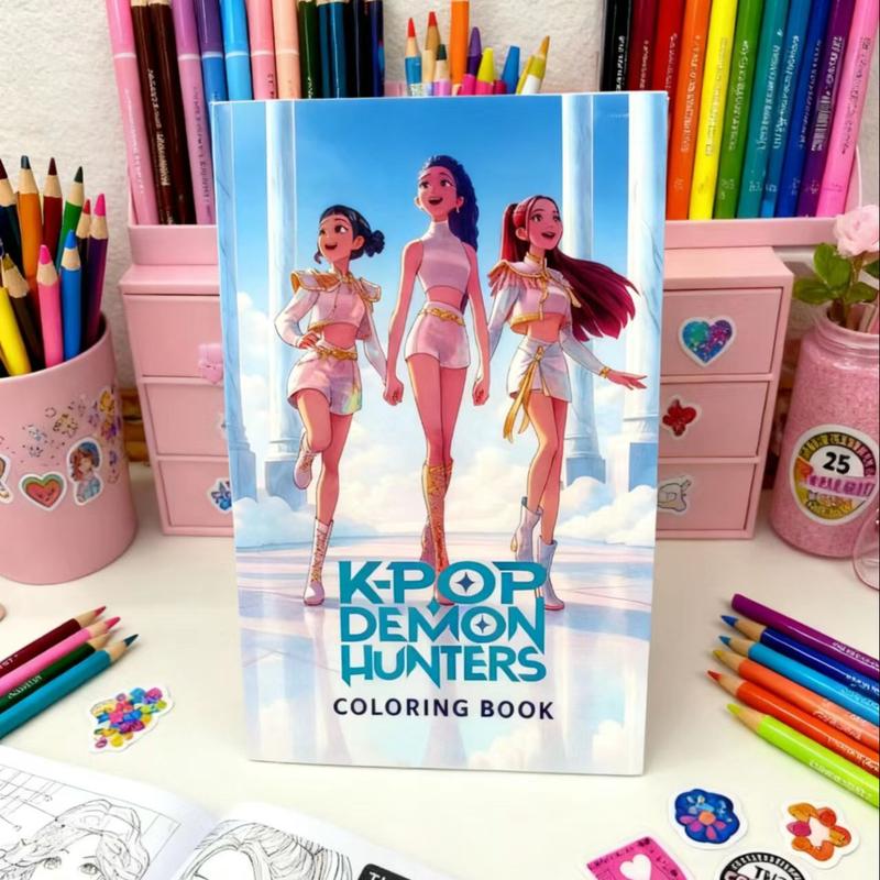 K-Pop Demon Hunters Coloring Book, Idol Girl Group Theme Coloring Pages ...