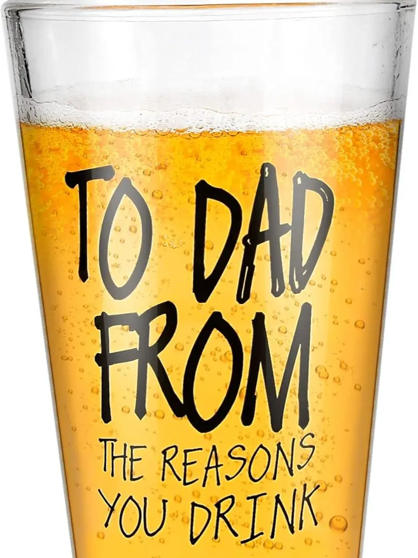 Fathers Day Dad Gifts from Daughter Son Wife - 16 OZ Funny Beer Glass ...
