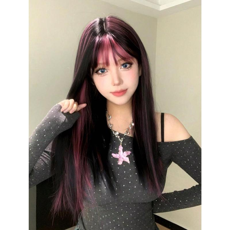 alicegarden 1 Piece Synthetic Heat-Resistant ,Long Straight Hair Wig In ...