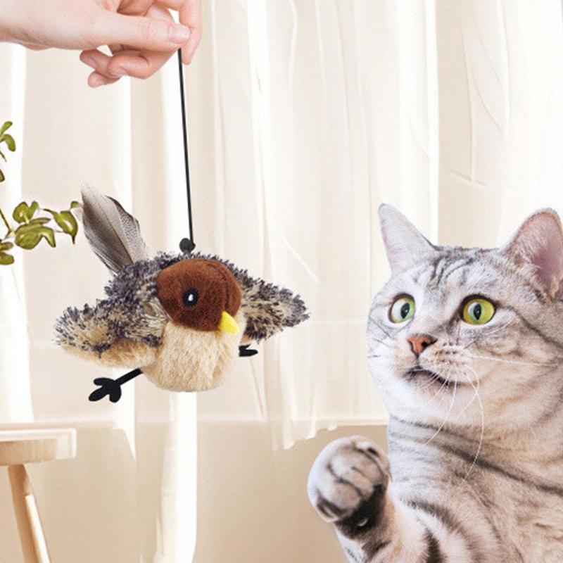 Potaroma Cat Toys Rechargeable Flapping Bird Sparrow, Lifelike Chirp ...