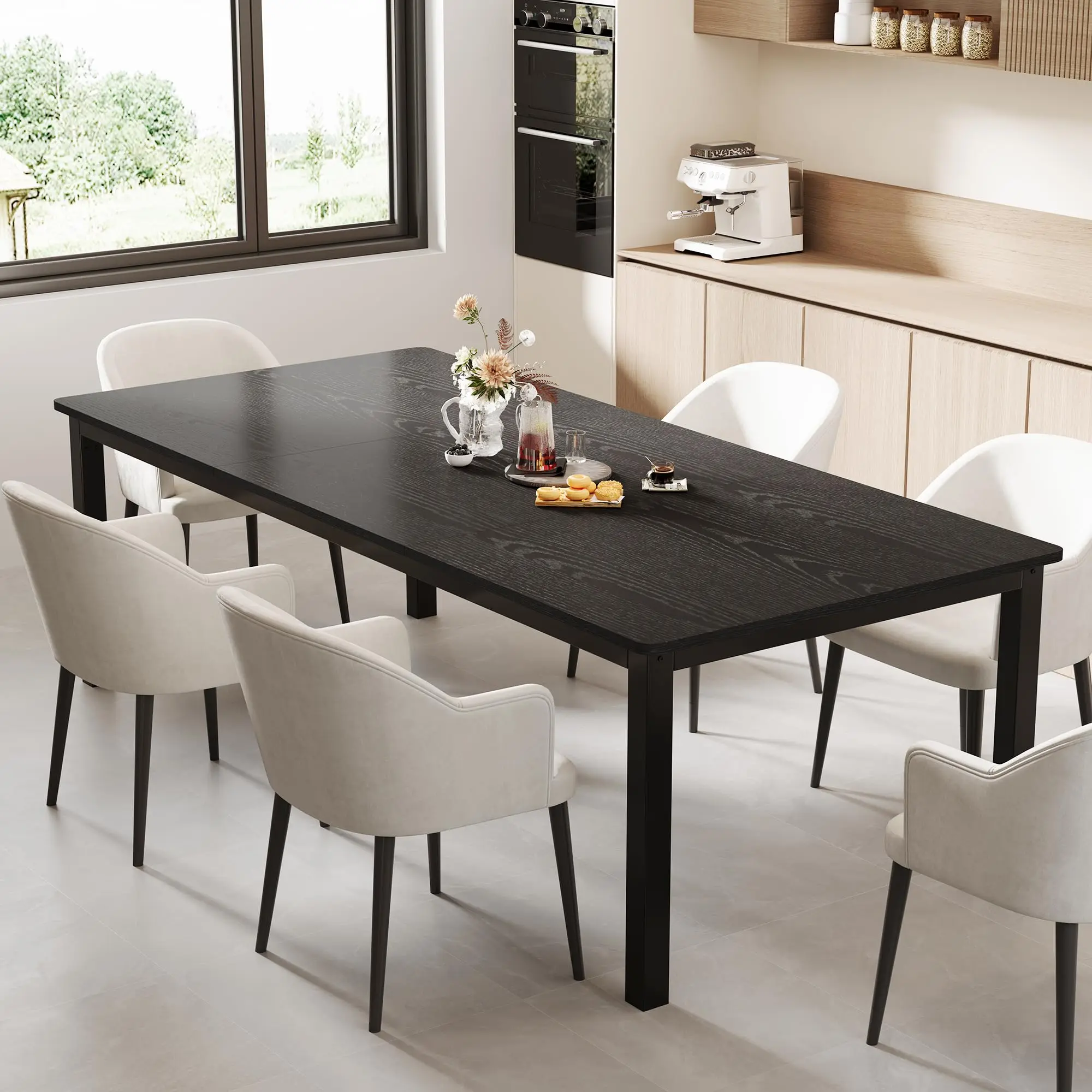 Garvee - Industrial Dining Table 78 Inches for 8 People, Long Wooden ...
