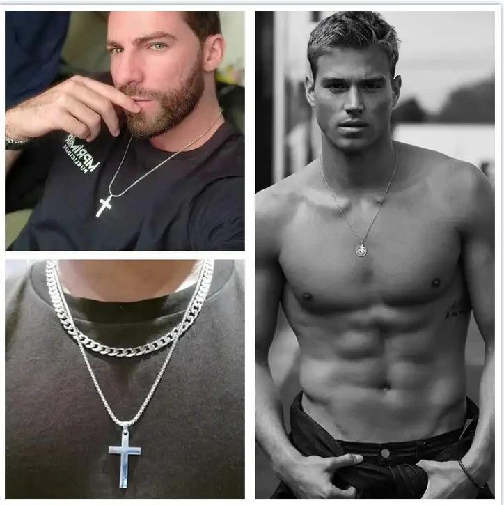 2026 Fashion Cross Pendant Necklace Plated Stainless Steel Simple Big ...