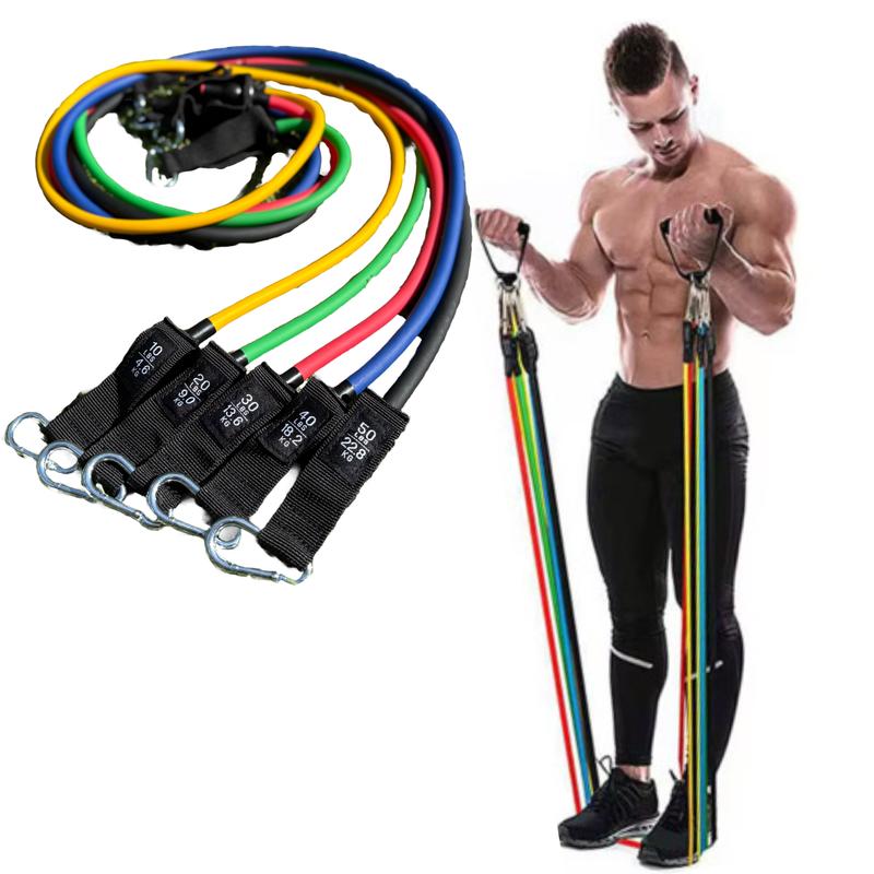Moss Performance Long Handle Tube Resistance Bands, Set of 5 Strengths ...