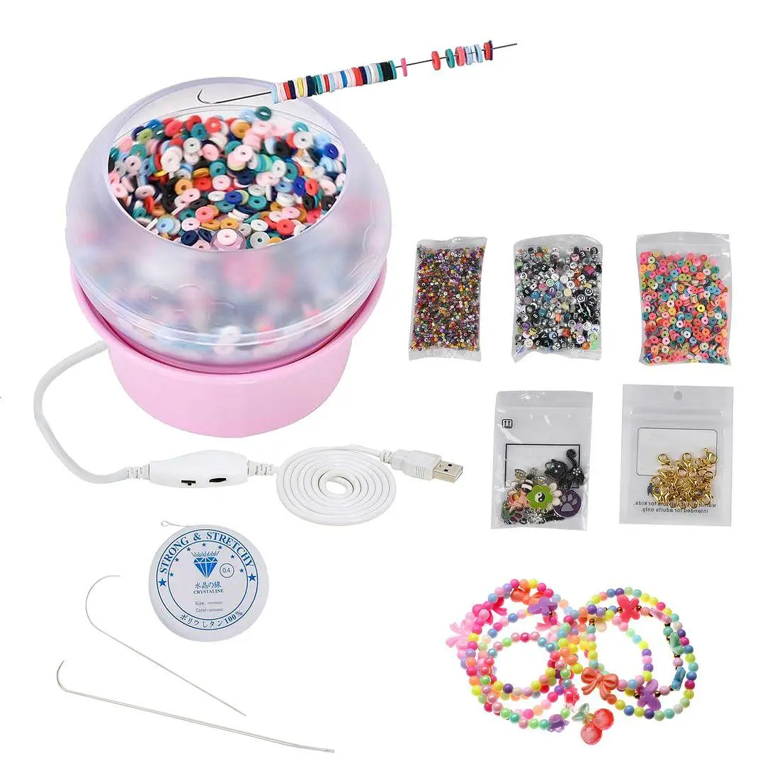 Electric Bead Spinner Kit with 2 Big Eye Beading Needles & Accessories ...