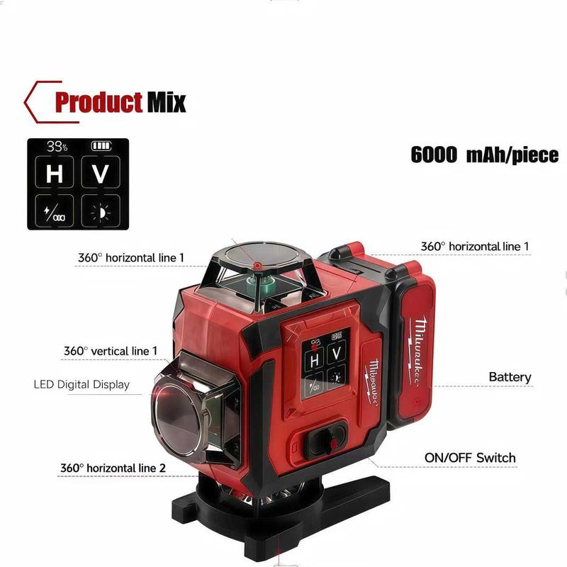 Milwaukee 16 Lines 4D Laser Level 360° Self-Leveling Horizontal ...