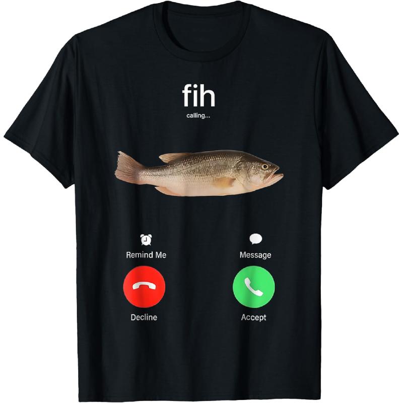 [100% Cotton] Fih Calling Remind me Message Decline Accept Phone Call ...