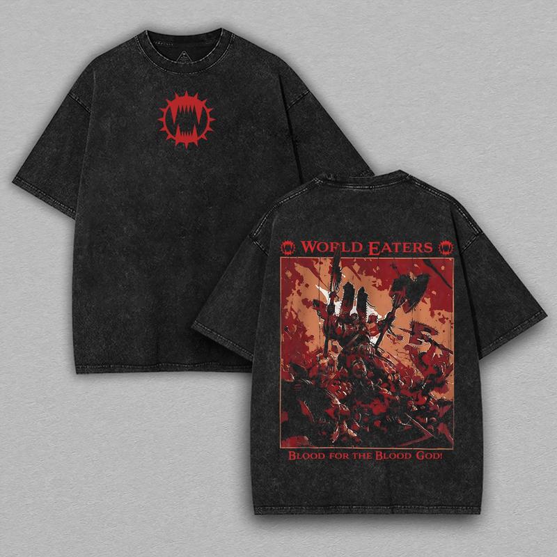 Warhammer 40k World Eaters Legion art Game Washed Tshirt 2 Sided Cotton ...