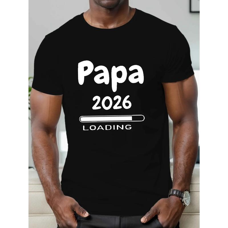 Papa 2026 Loading" Men'S Casual Crew Neck T-Shirt - Geometric Pattern ...