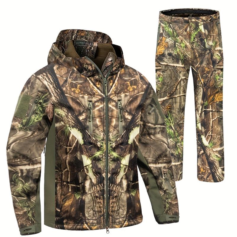 Men's Camouflage Hunting Suit, Quiet and Warm Hunting Jacket and Pants ...