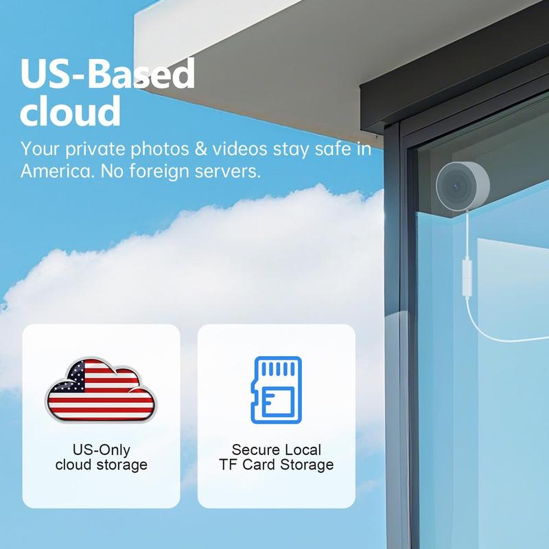 Window Camera, 2K 2.4G WIFI Indoor Cameras for with Starlight Night Vision, AI Detection, 911 ...