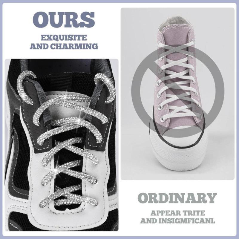 2PCS Rhinestone Glitter Shoe Laces, 47in Shiny Rope Strings Hoodie ...