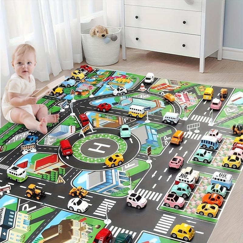 City Traffic Play Mat, Large Non-woven Game Pad, Waterproof Moisture ...
