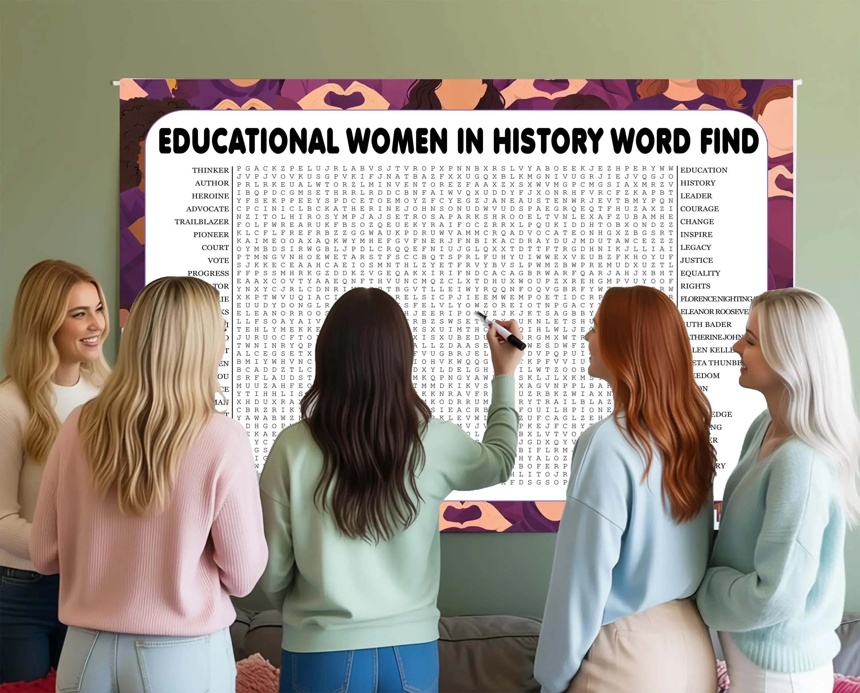 Educational Women in History Word Search Game Poster - TikTok Shop