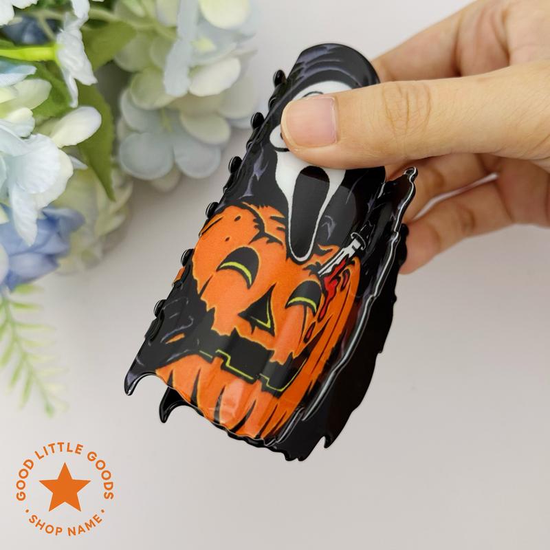 Scream Mask Halloween Double-Sided Claw Hair Claw Clips, Fun Horror ...