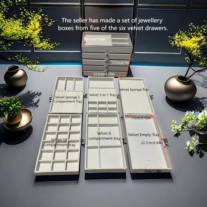 5 Layers Jewelry Velvet Box, 1 Set Large Capacity Jewelry Holder ...