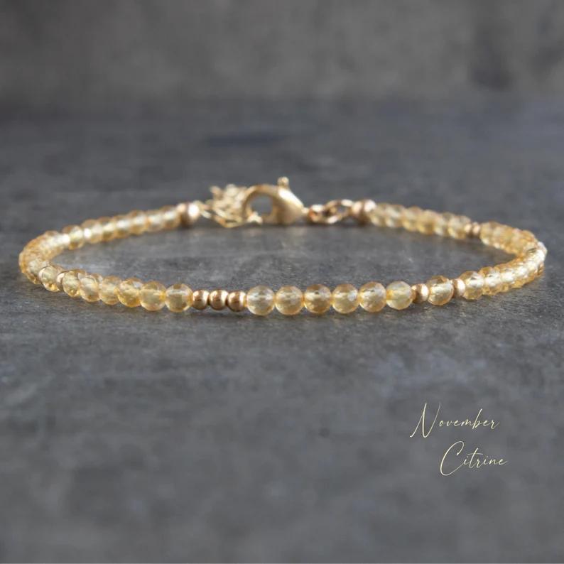 Natural Dainty Citrine Tiny Beads Yellow Crystal Healing Charka Crystal ...