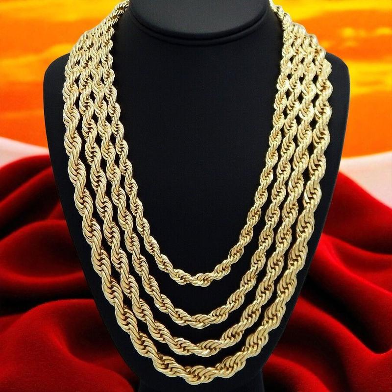 14K Stamped Premium Quality High-End Gold Brass Rope Chain 3mm ~ 8mm ...