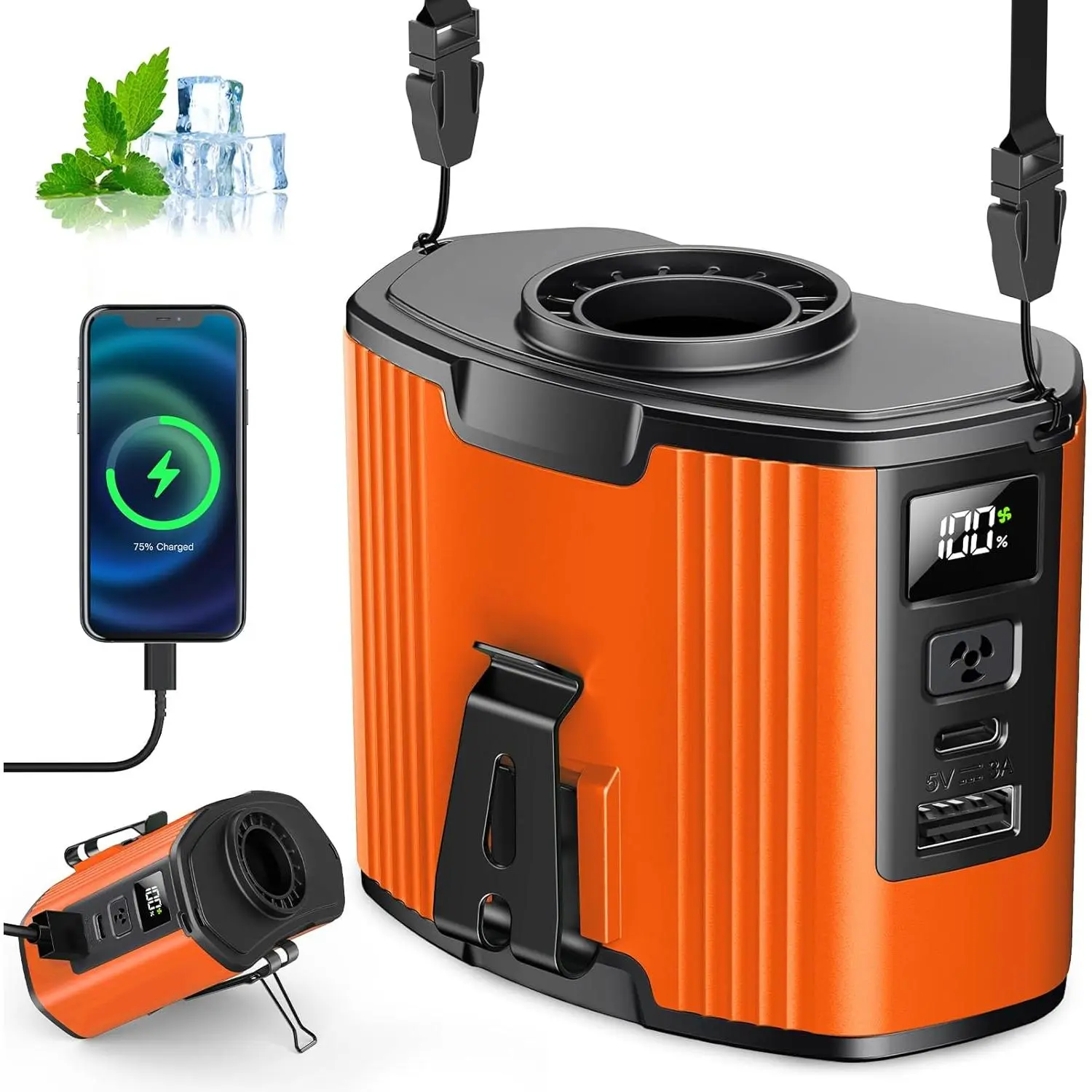 (40Hours Cooling) Portable Fan Rechargeable,17000Rpm High Speed,10 ...