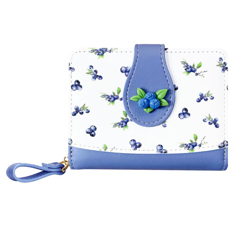 Strawberry Blueberry Cherry Wallet Card Holder Small Cute Wallet Zipper ...