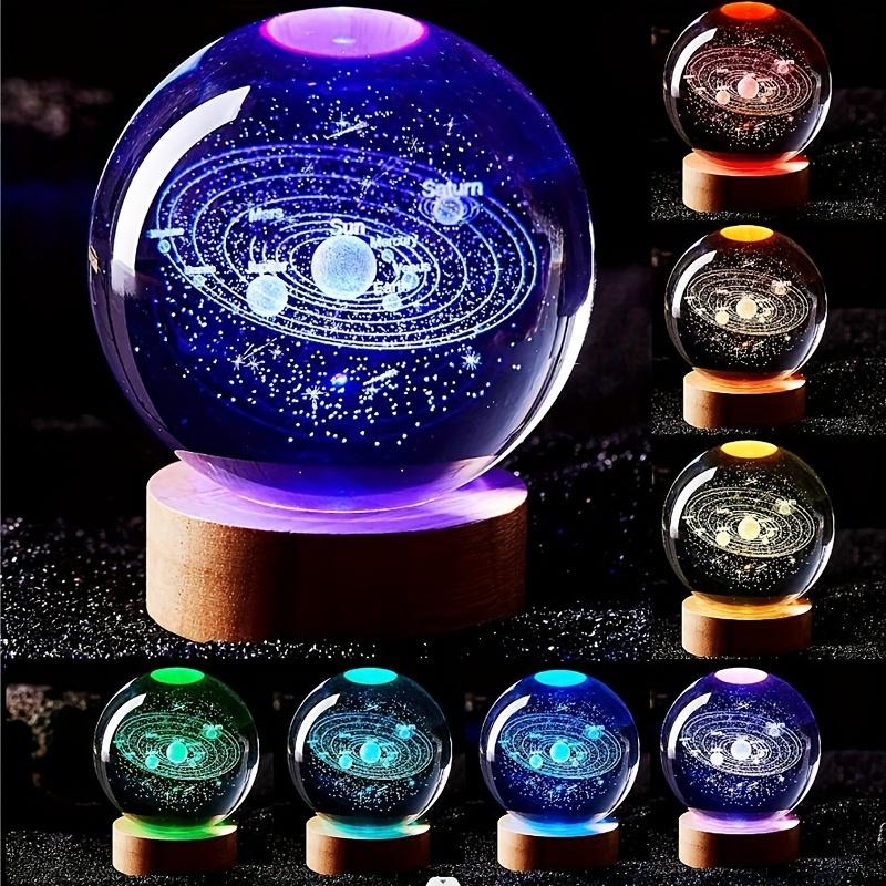 3D Laser Engraved Crystal Ball with Saturn Moon Galaxy Pattern USB ...