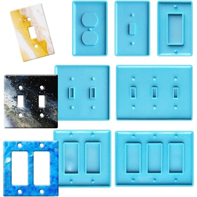 7pcs Light Switch Cover Resin Molds,Switch Socket Panel Plaster Mold ...