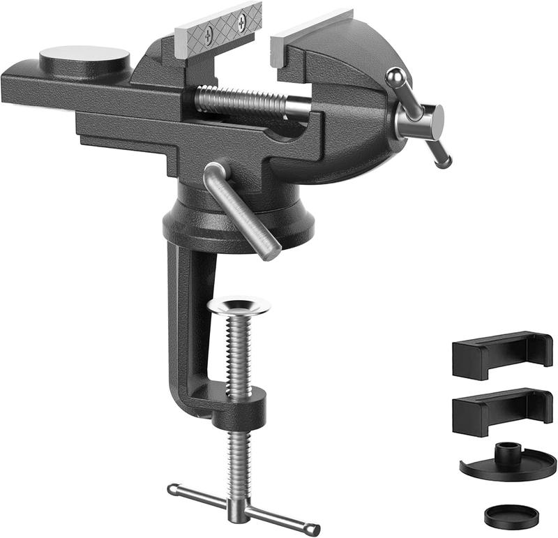 Portable Vise Clamp On Vice for Workbench- 3 Inch Rotate 360Bench Clamp ...