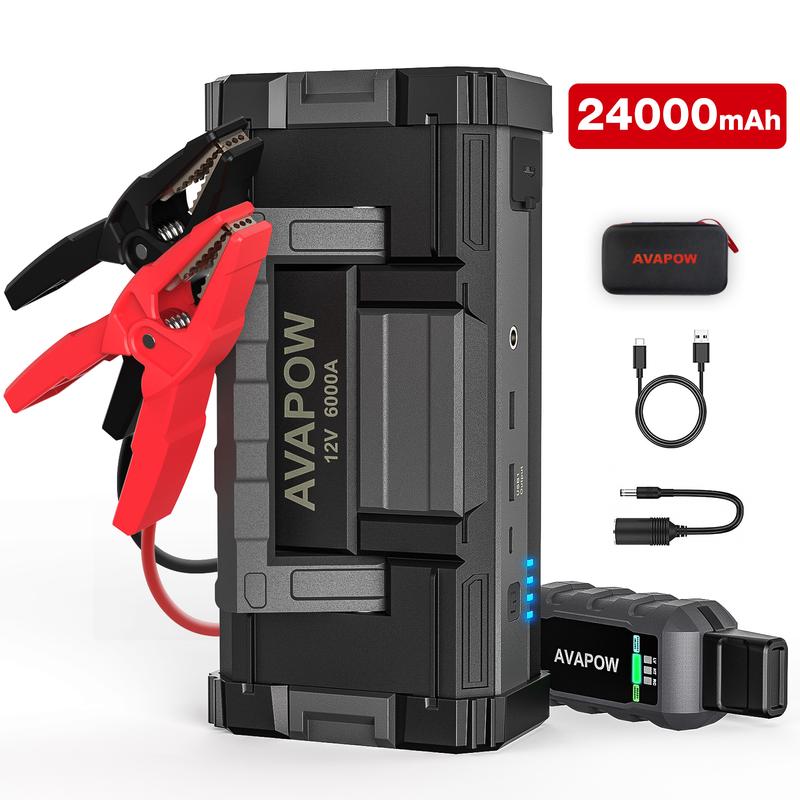 24000mAh Jump Starter,For All Gas/Up to 12L Diesel,12V Portable Car ...