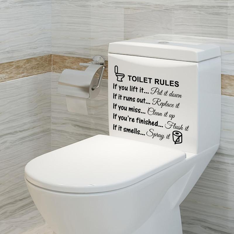 Toilet Sticker Room Decor, 1 Count Letter Pattern Toilet Lid Sticker ...