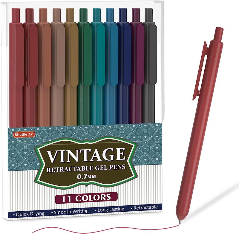 Shuttle Art Colored Retractable Gel Pens, 11 Unique Dark Vintage Ink ...