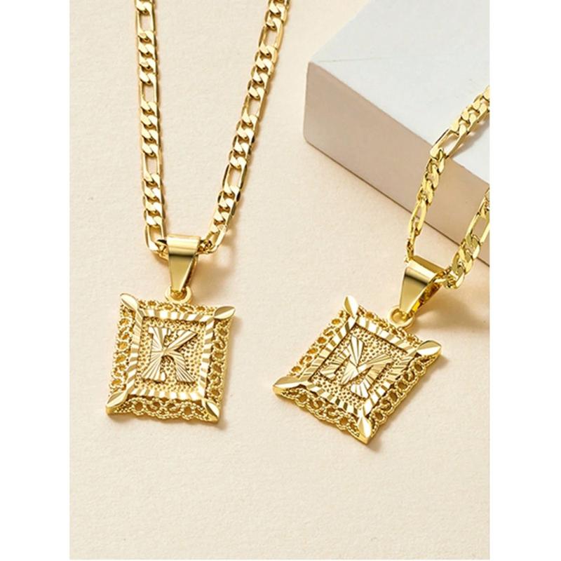 Initial Necklace Square Letter Pendant Necklace Capital Monogram ...