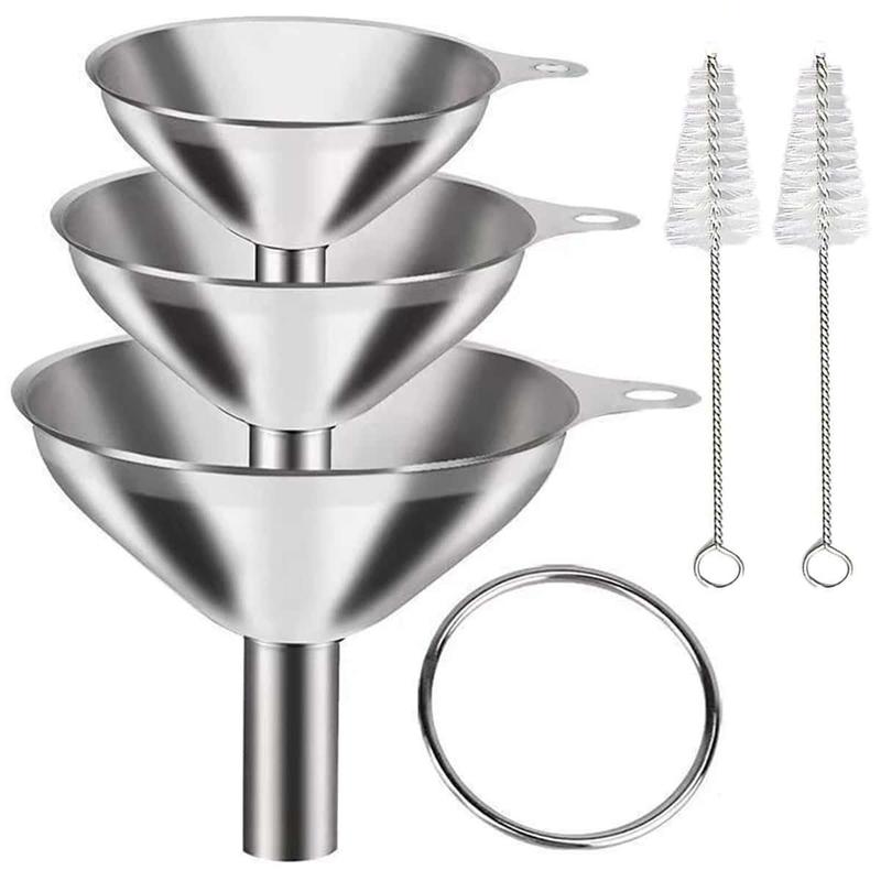 5pcs Stainless Steel Funnel, Household Oil Funnel, Soy Sauce Funnel ...