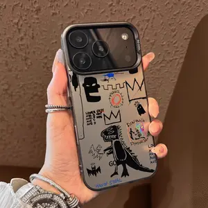 Trendy Black English Graffiti Pattern Case for iPhone 17 16/15/14/13/12 ...