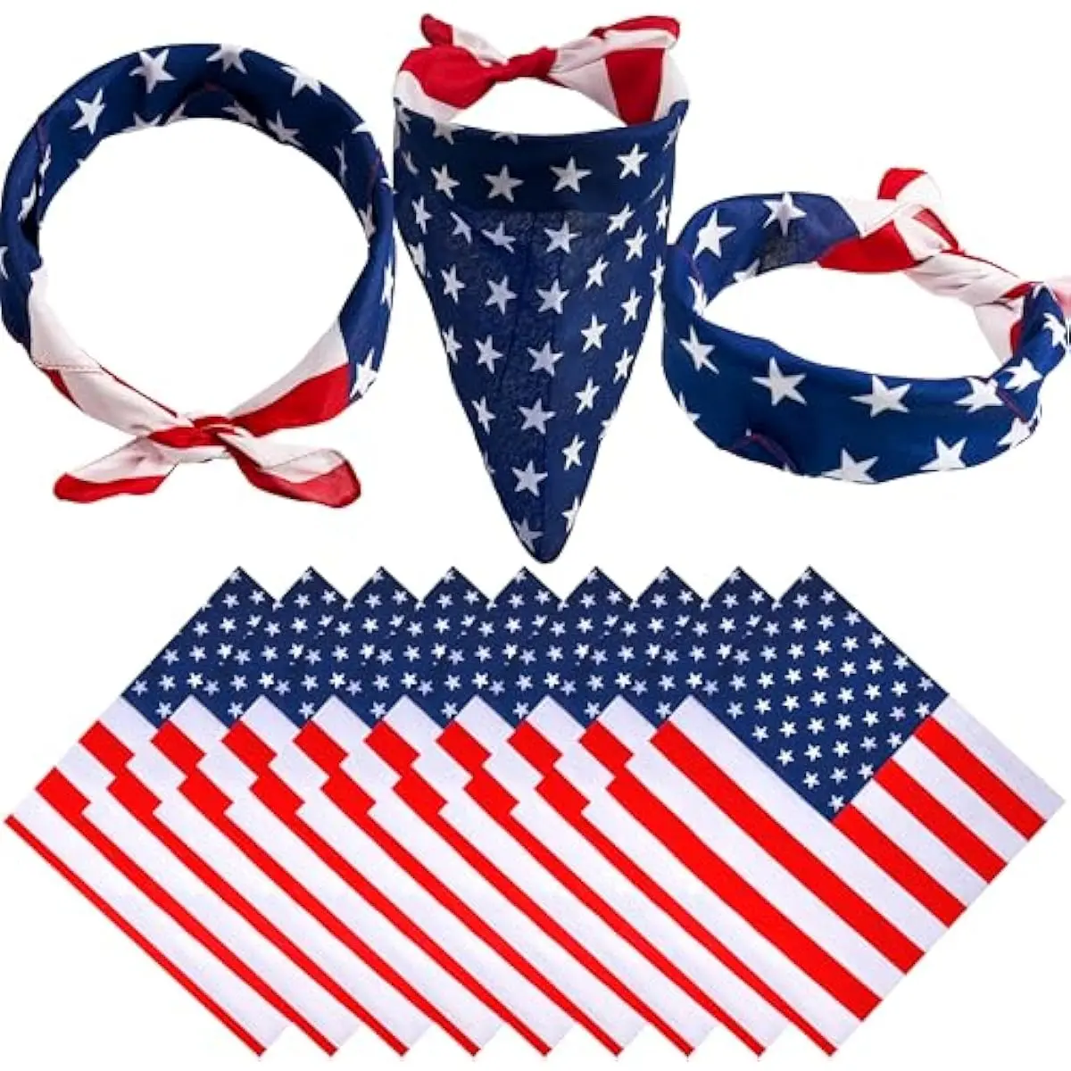 6 Pcs 4th of July Patriotic Bandanas, American Flag Bandanas Headbands ...