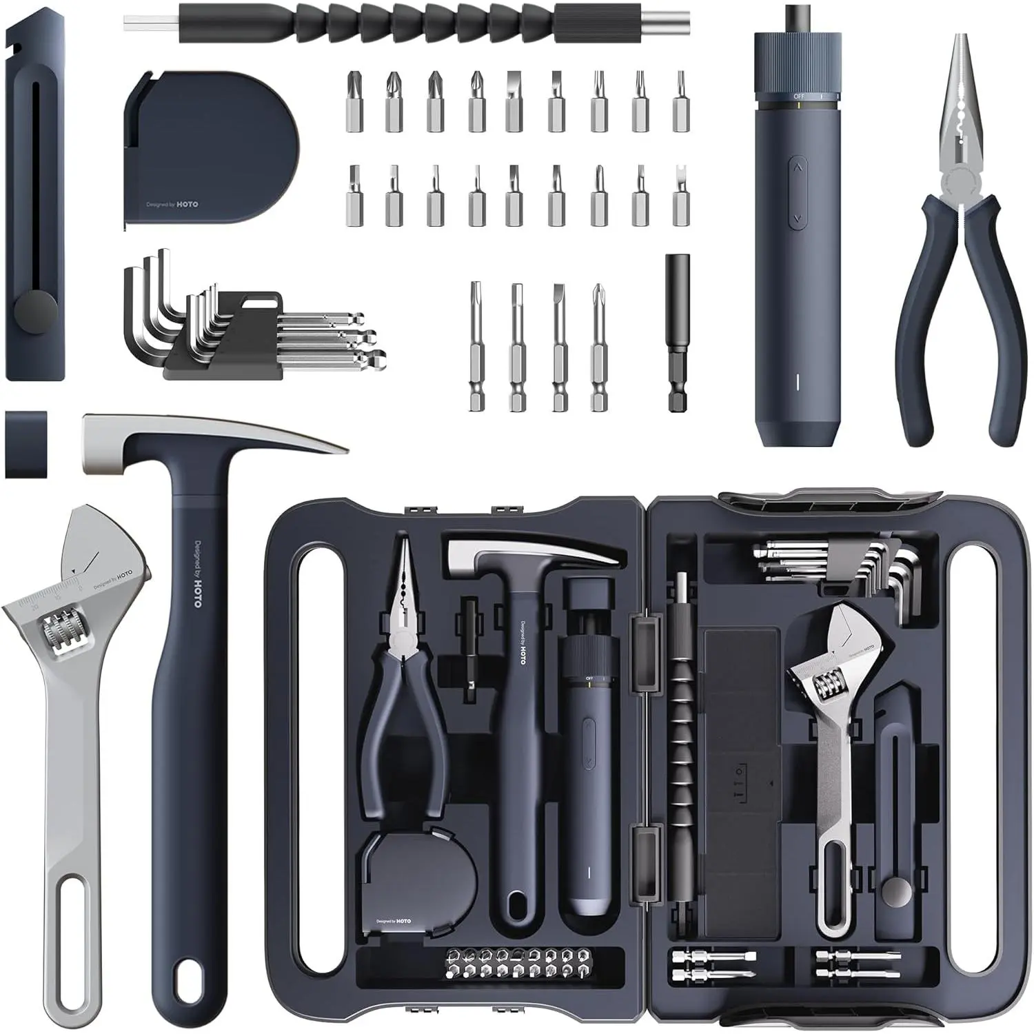 40- Tool Kit, Household Essentials Tool Set w/ Electric (LED, 3 Torque ...
