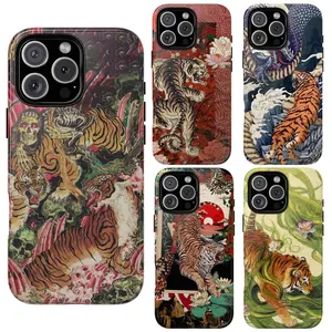 Vintage Chinese Tigers Artistic iPhone Case, Trendy Japanese Tigers ...