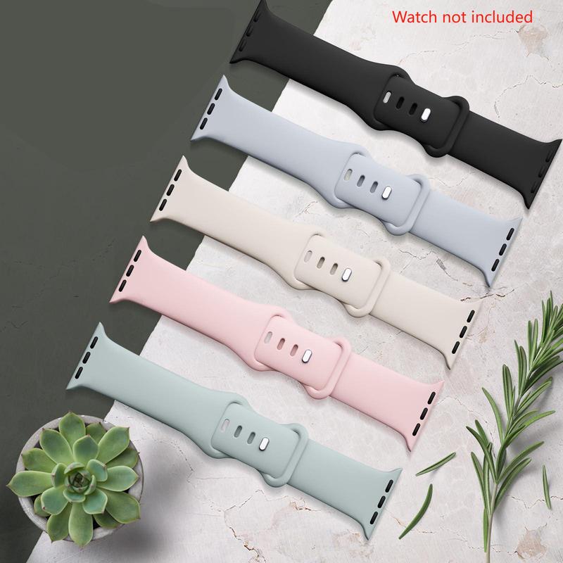 Solid Color Silicone Smart Watch Band (5 Counts/set), Fashionable Watch ...