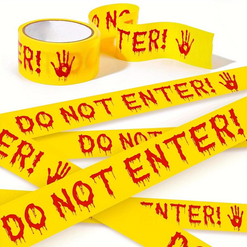 Scary Spooky Halloween Warning Tape with Bloody Handprints, Waterproof ...